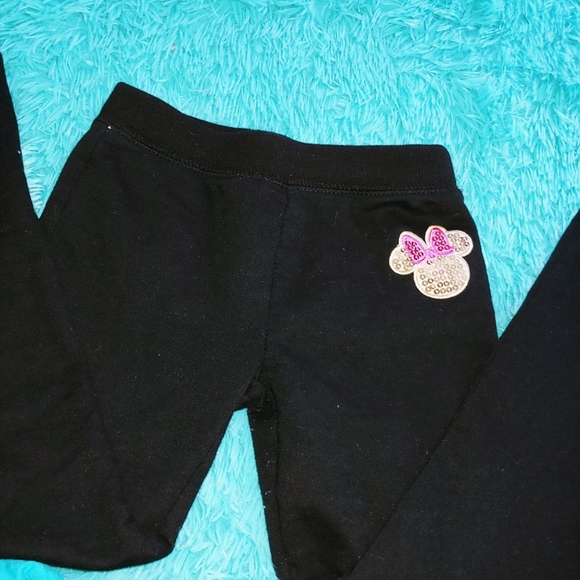 Disney | Bottoms | Disney Little Girls Black Minnie Mouse Goldpink Logo ...